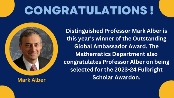 Congrats Mark Alber | Department of Mathematics